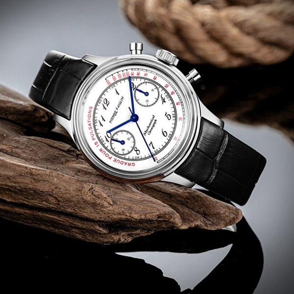 PIERRE PAULIN Enamel Dial Doctor Pulsation Mechanical Chronograph Complicated Men's Luxury ...
