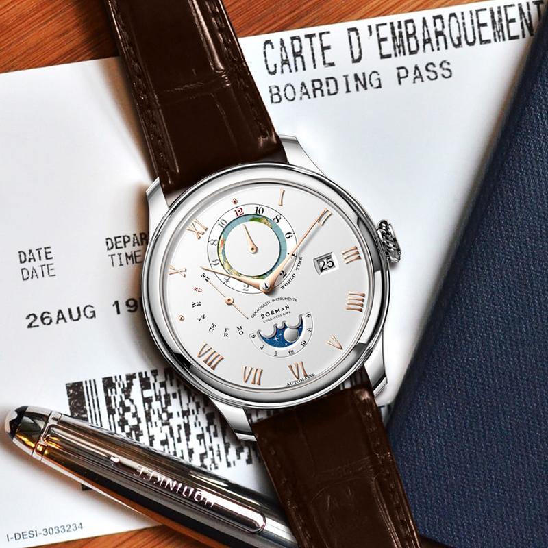 Moon Phase Watch | Borman Genauigkeit Instrumente Men Automatic Watch ...
